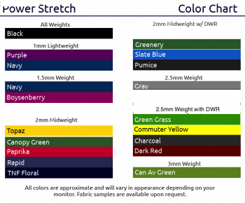 power-stretch-color-chart | Foxwear